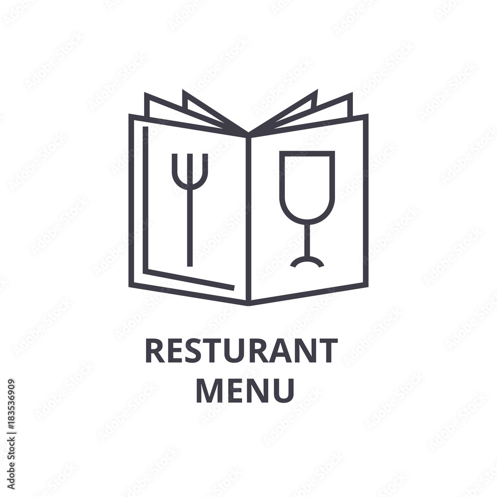 restaurant menu line icon, outline sign, linear symbol, flat vector ...