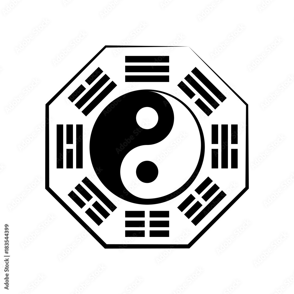 Vektorová grafika „Yin-Yang and Bā-guà (8 trigrams). The Chinese Cosmic ...