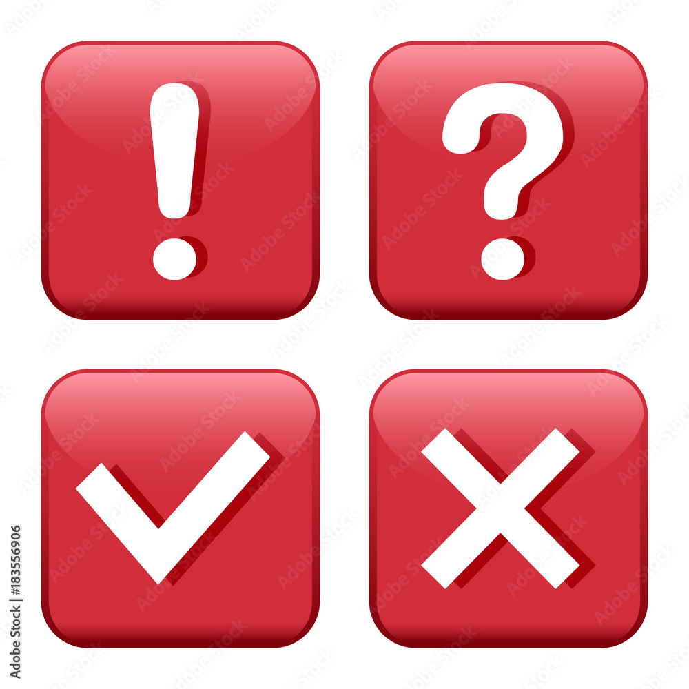 Set of red button with signs. Vector illustration Stock Vector | Adobe ...