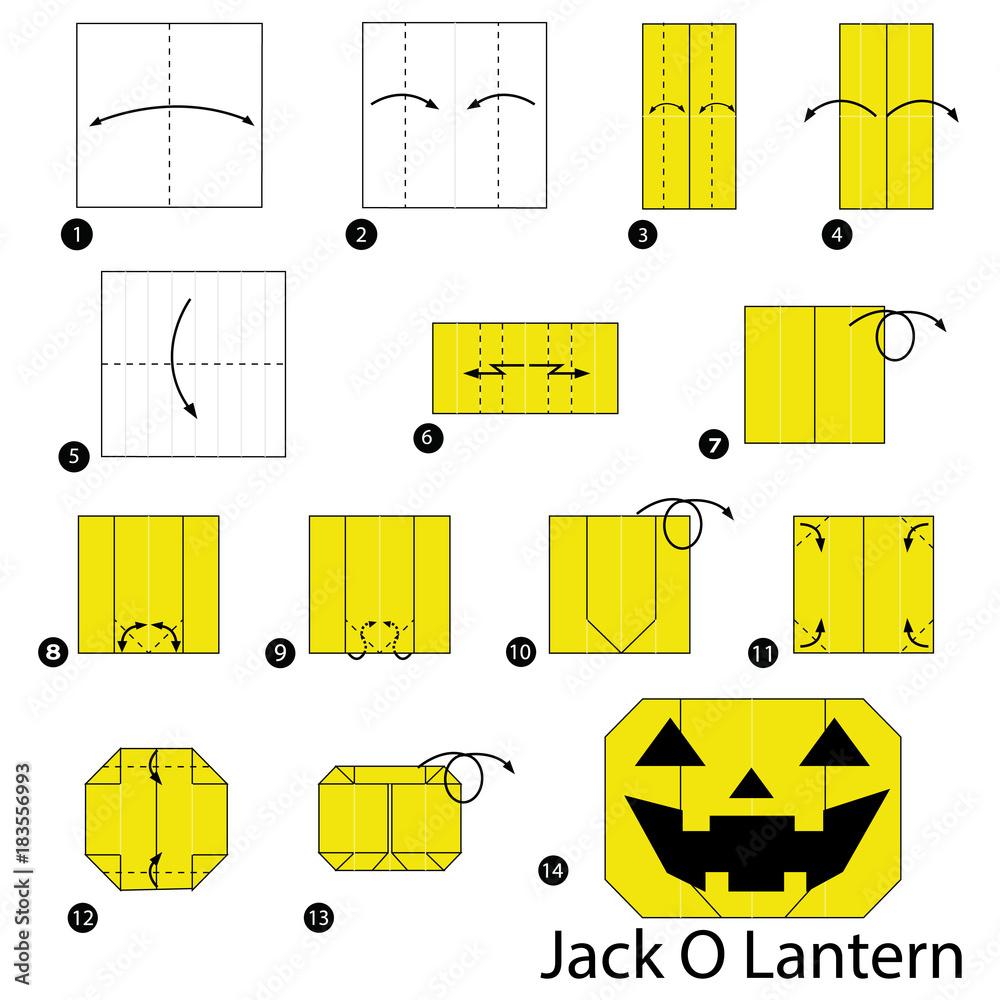 step by step instructions how to make origami A Jack O' Lantern Stock ...