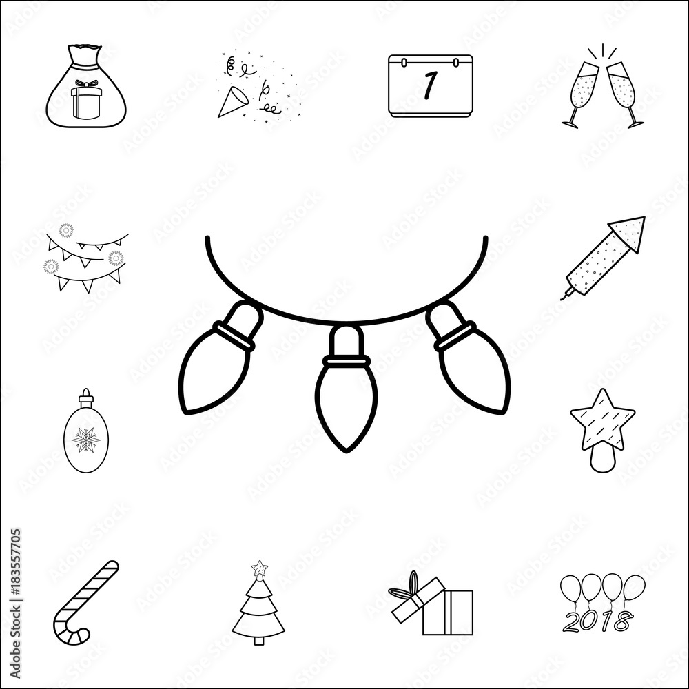 Christmas Light Bulb Outline Clip Art