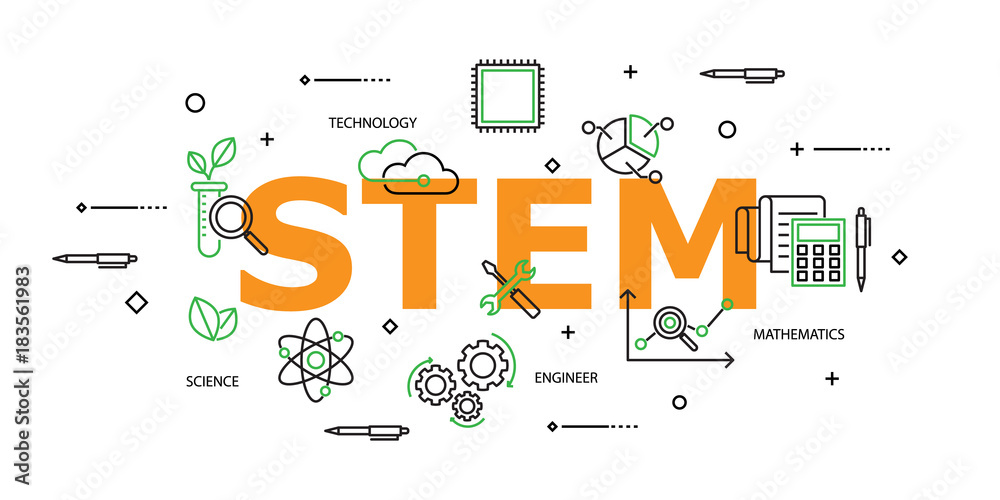 STEM word with Icon Set in Concept of Science,Technology,Engineering ...