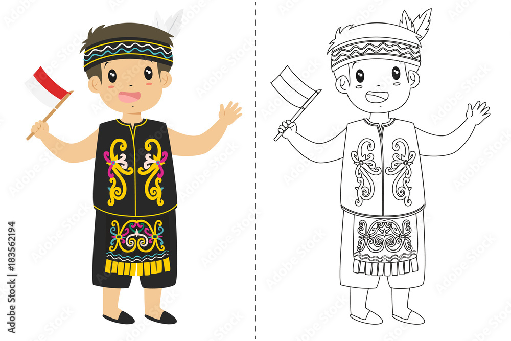 Philippine National Costume Clipart Black