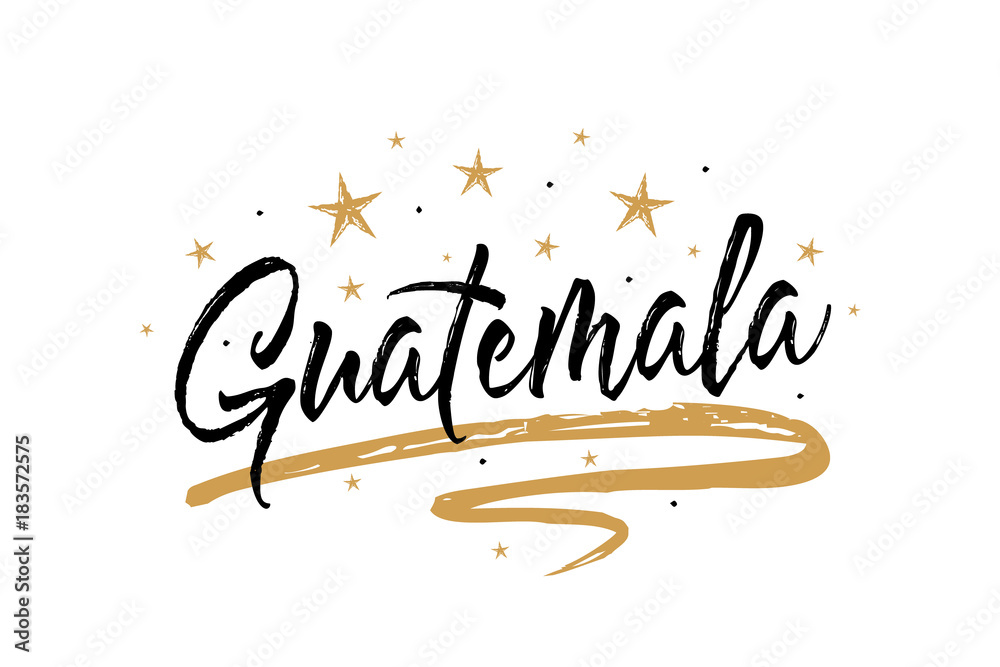 Guatemala. Name country word text card, banner script. Beautiful ...