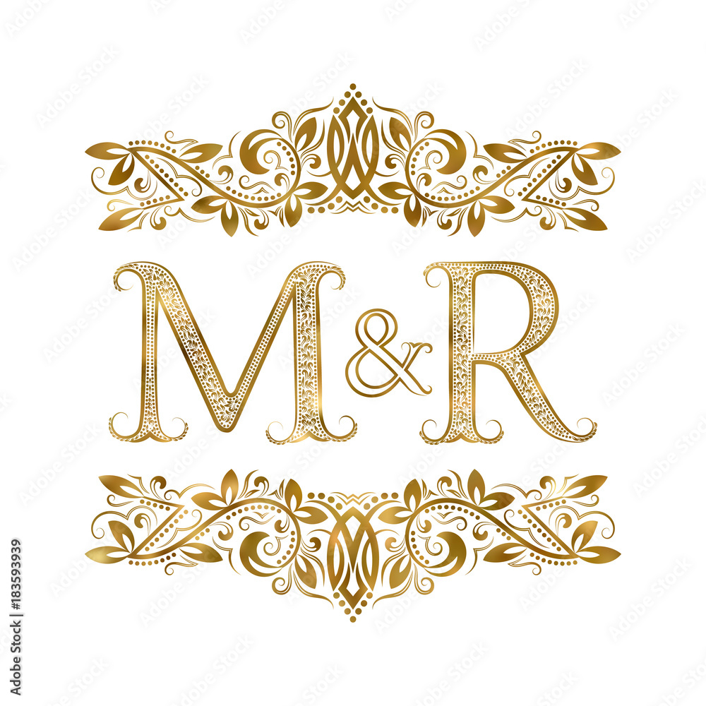 M and R vintage initials logo symbol. The letters are surrounded by ...