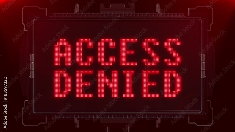flashing red access denied warning word text on futuristic digital ...