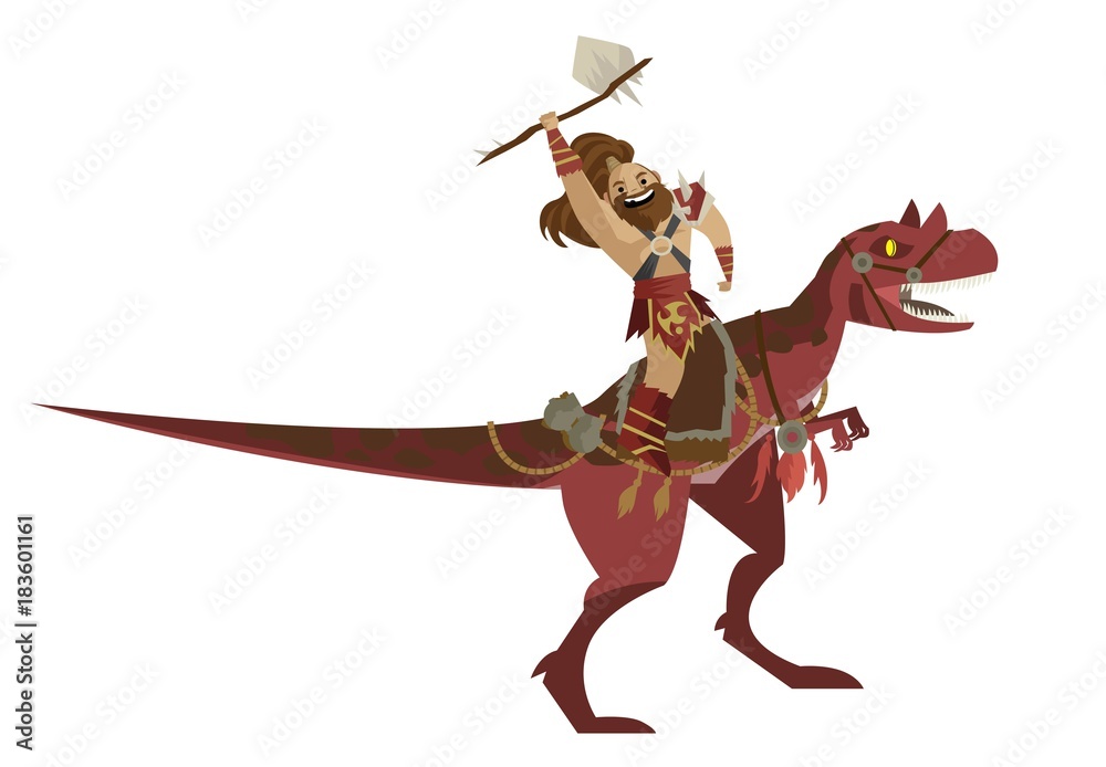 barbarian warrior riding a dinosaur Stock ベクター | Adobe Stock