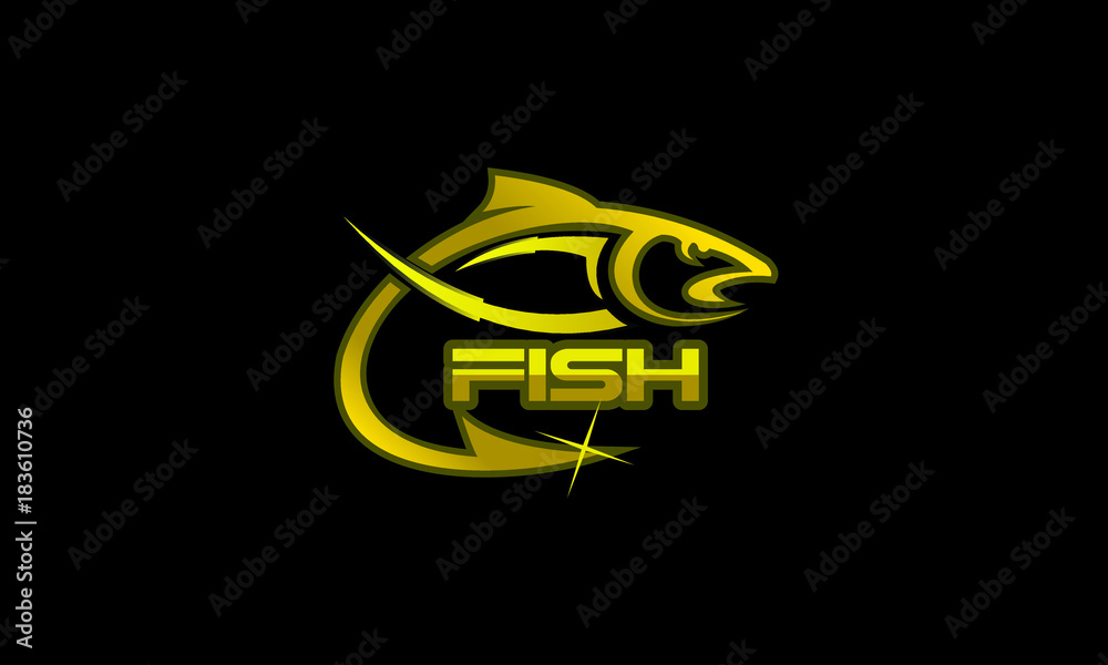 golden fish logo Stock Vector | Adobe Stock