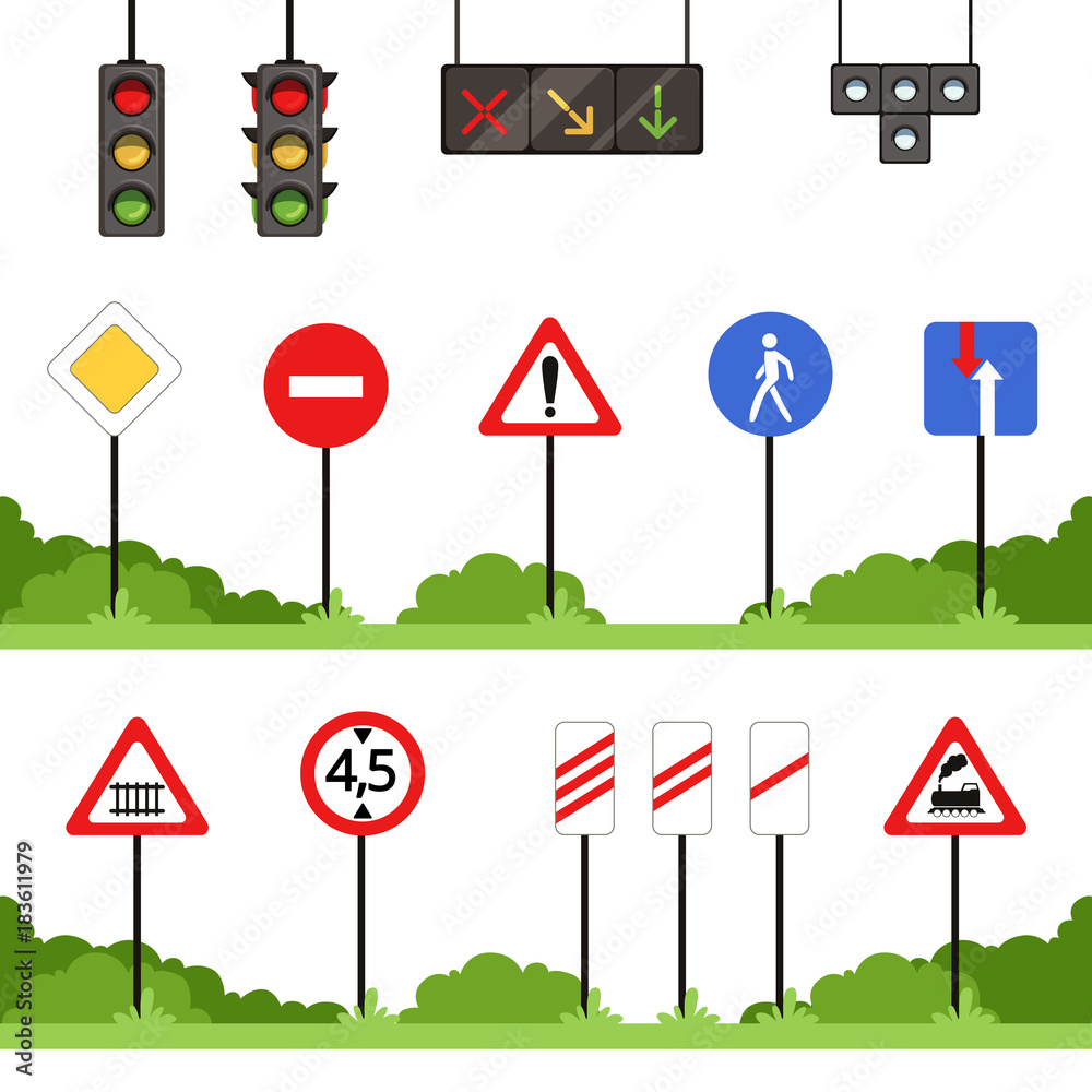 Road signs set, various traffic sign vector illustrations Stock Vector ...
