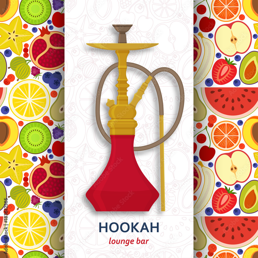 Hookah background with pipe for smoking tobacco and shisha. Pattern ...