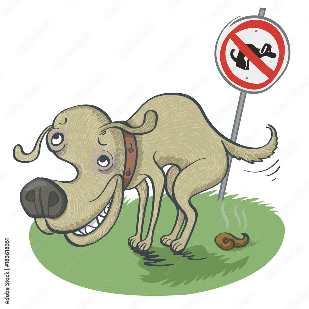 The dog is defecating. Comic Character. Vector illustration Stock ...