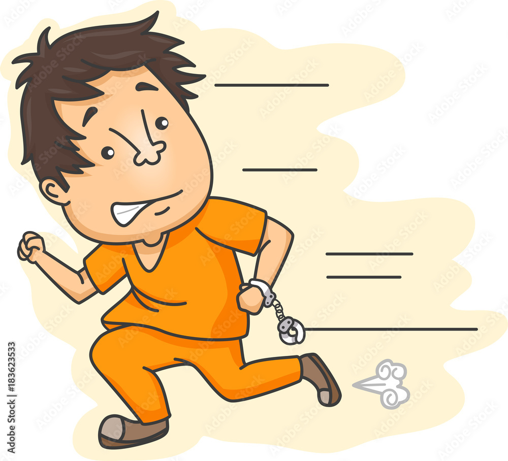 Prisoner Running Handcuffs Stock Vector | Adobe Stock