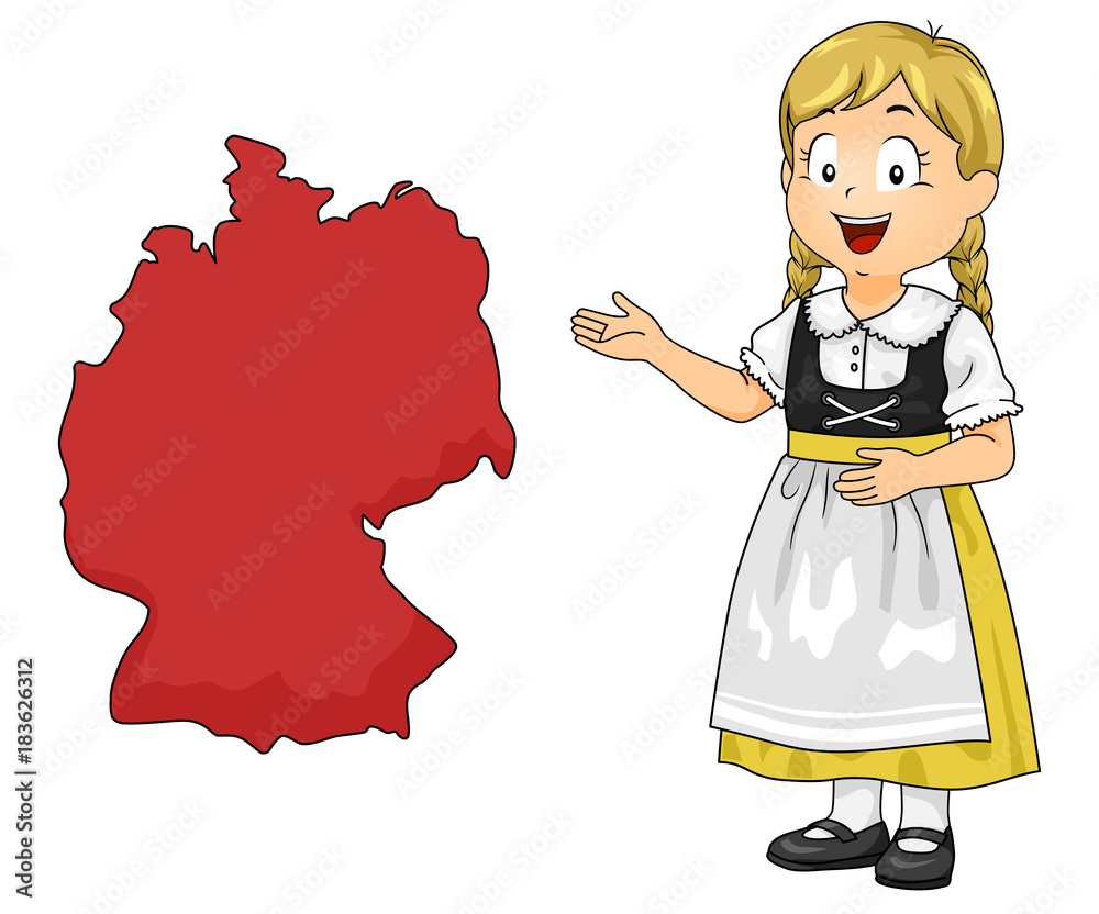 Kid Girl Map Germany Illustration Stock Vector | Adobe Stock