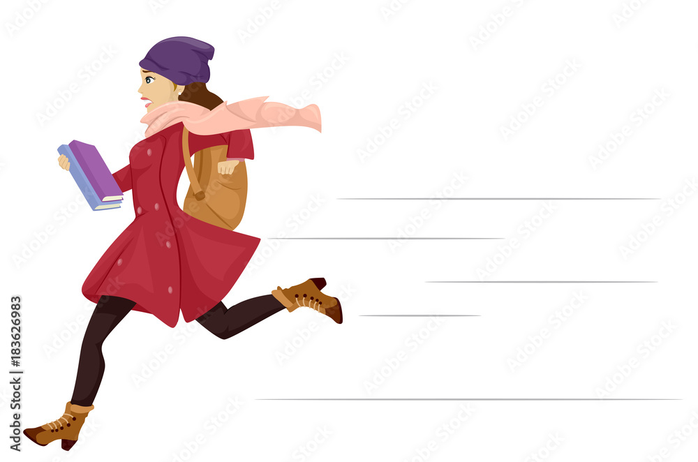 Teen Girl Run Late School Stock Vector | Adobe Stock