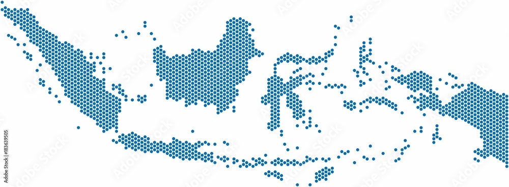Blue circle Indonesia map on white background, vector illustration ...
