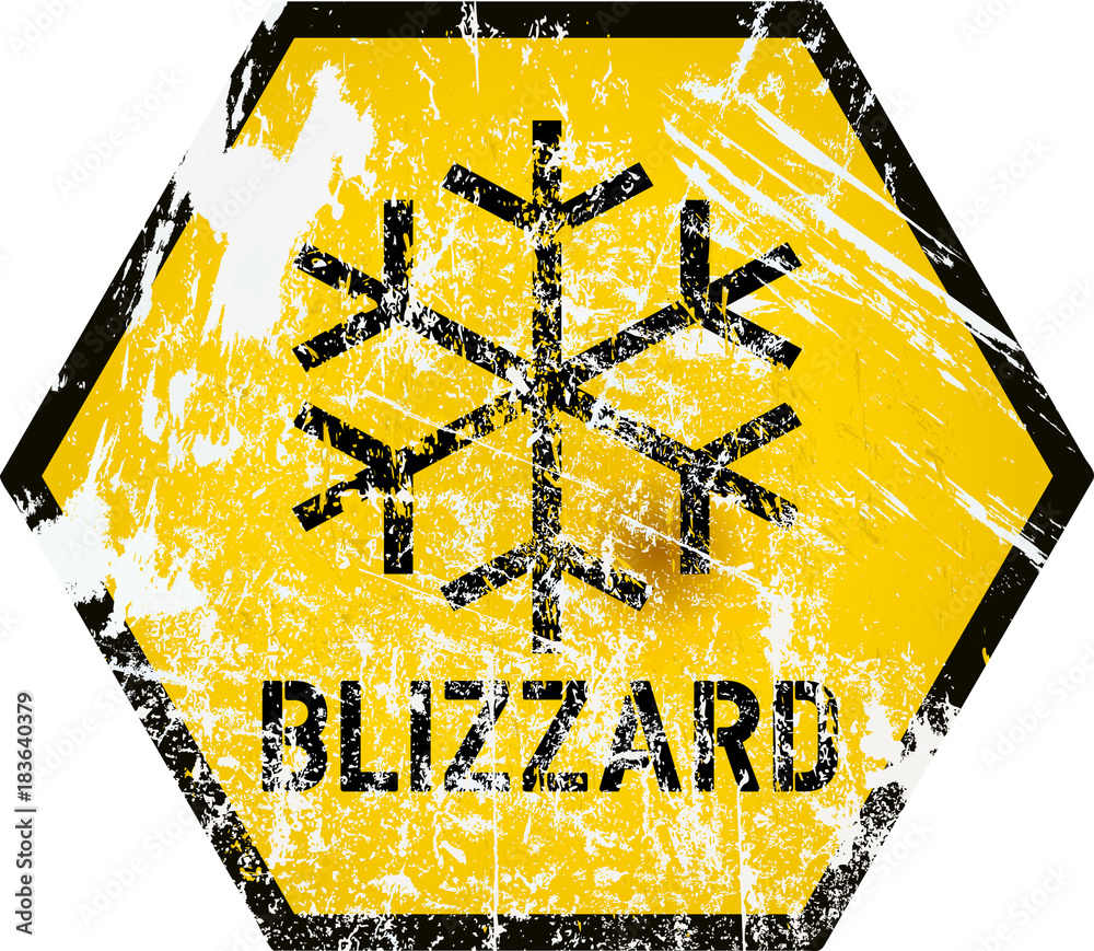 blizzard and winter weather warning sign, vector illustration ...