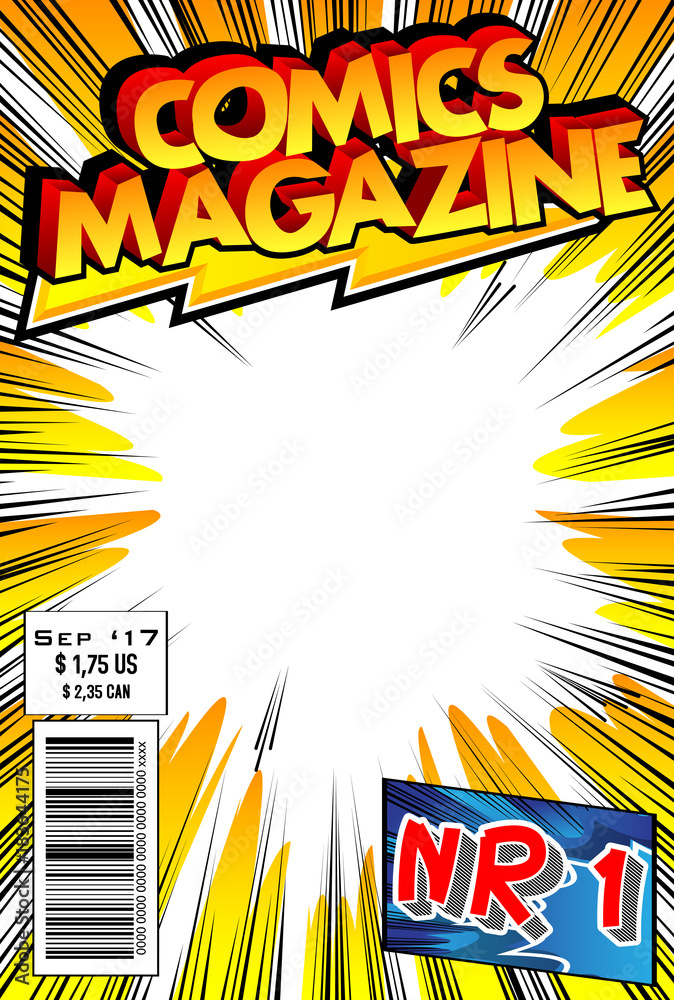 Editable comic book cover with abstract explosion background. Stock ...