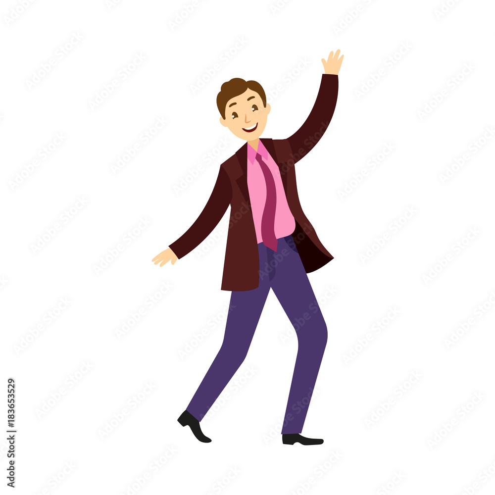 vector flat cartoon office worker man in formal corporate clothing with ...