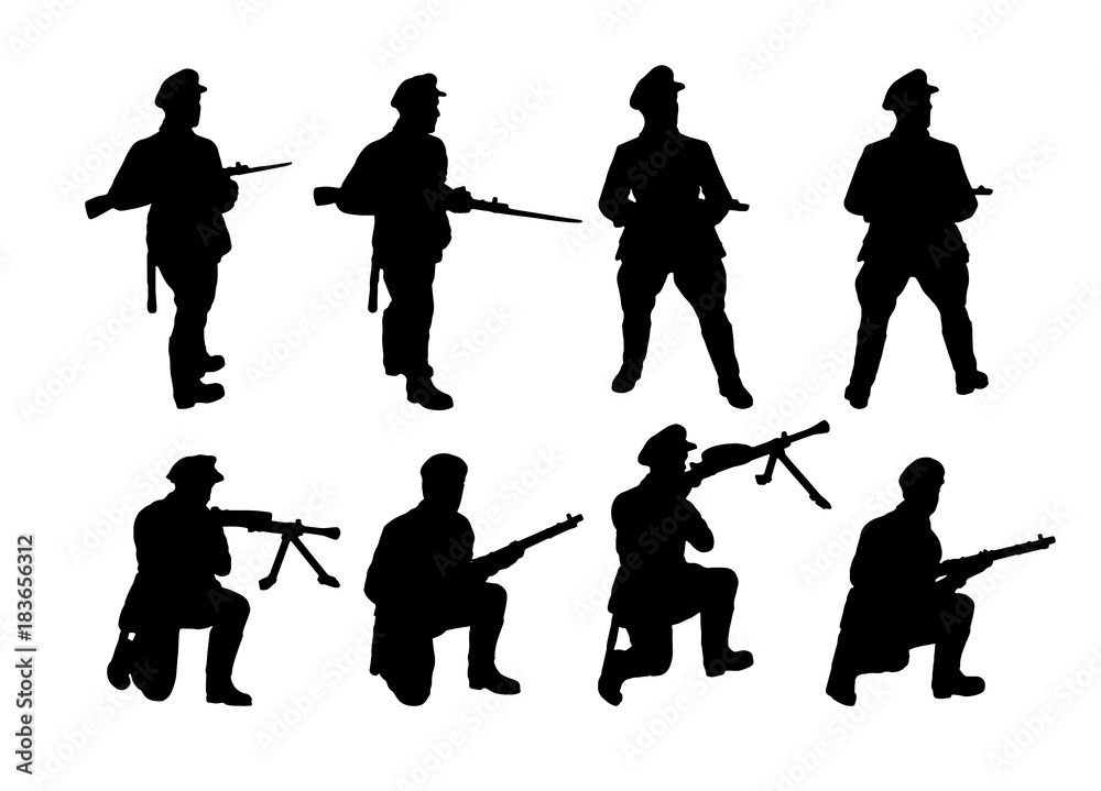 Border guards. Soldiers silhouettes set. Stock Vector | Adobe Stock