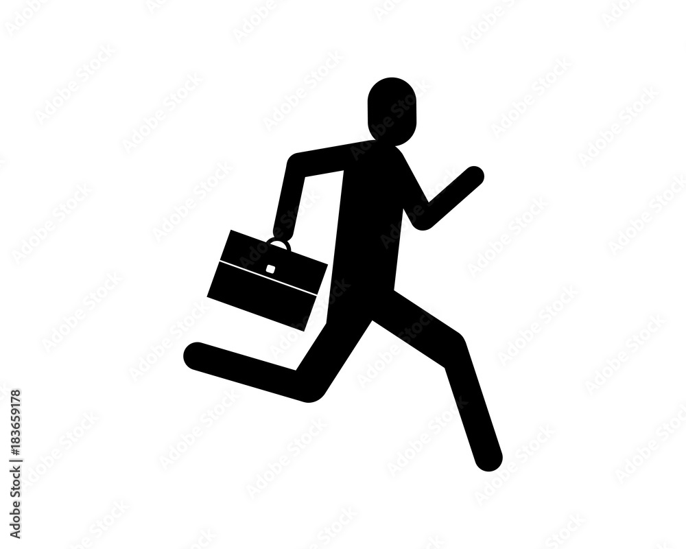 Person running to work pictogram silhouette vector icon Stock Vector ...