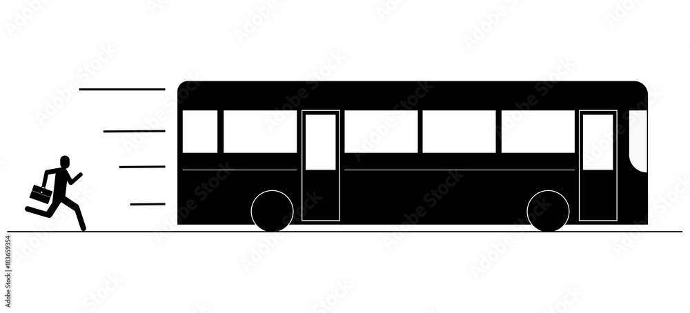 Person missing the bus pictogram silhouette vector Stock Vector | Adobe ...