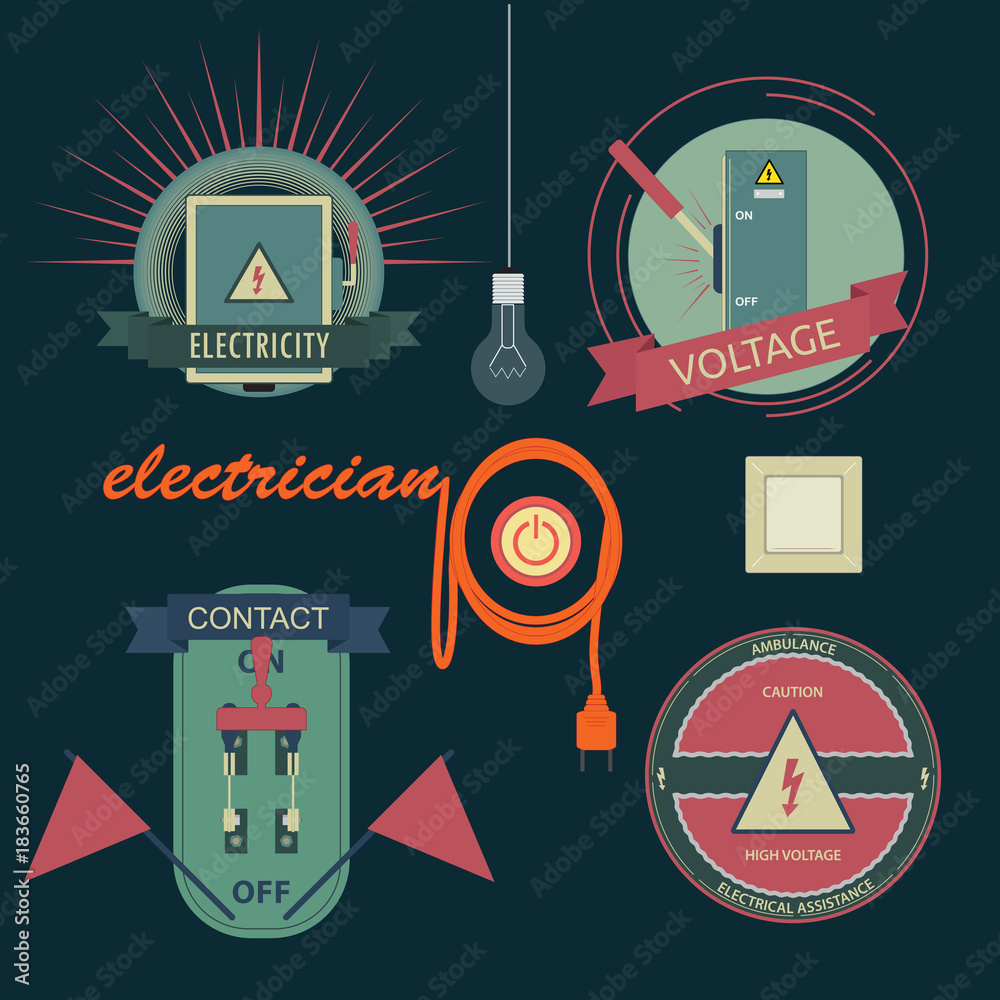 Logos of electrical equipment A set of logos associated with electrical ...