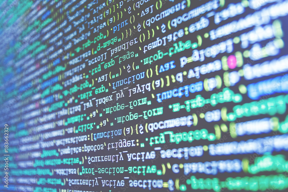 New technology revolution. Mobile app developer. Programming code on ...