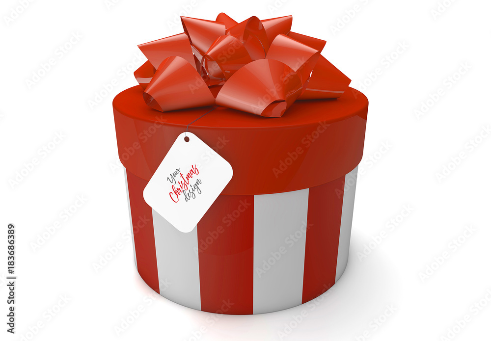 Red and White Stripe Gift Box Label Mockup Stock Template | Adobe Stock