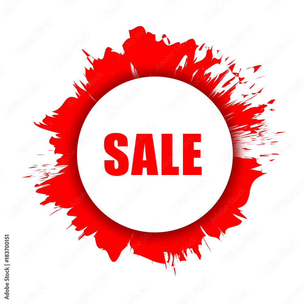 Round Sale Sign with Ink Splash Grunge Style Stock Vector | Adobe Stock