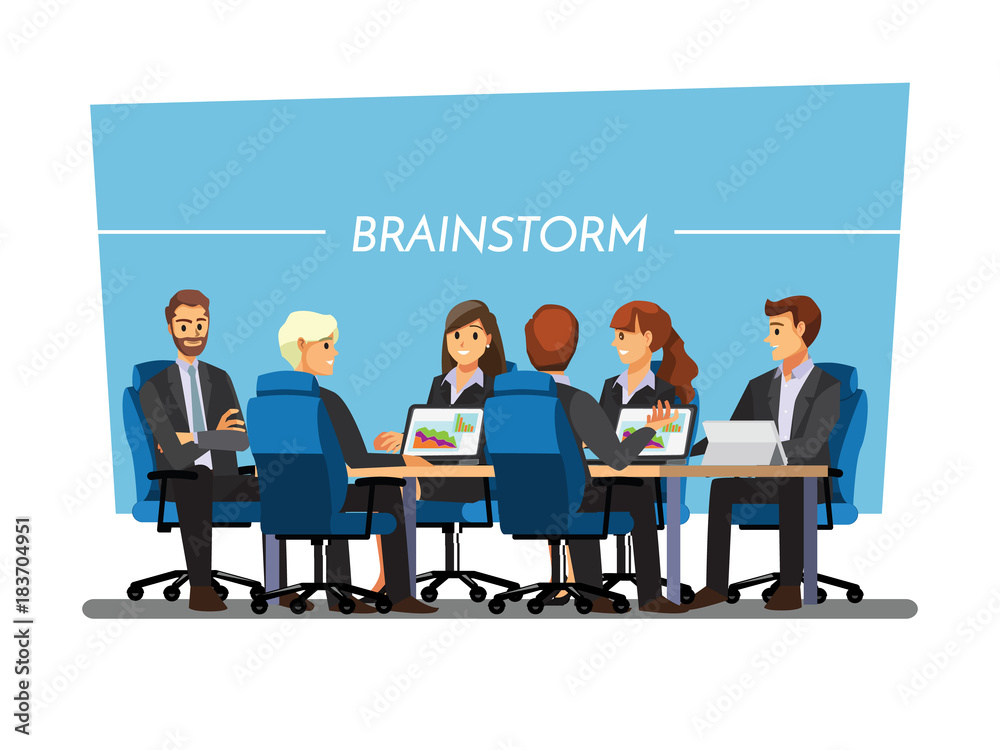 Office desk for team planning and working ,Vector illustration cartoon ...