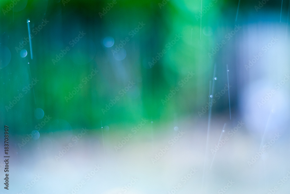 Rainy texture. Bokeh lights and Falling rain dropson a nature ...