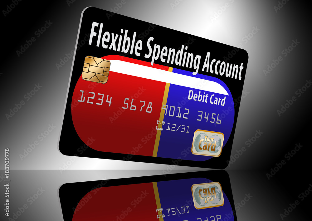 A flexible spending account debit card is decorated with a medicine ...