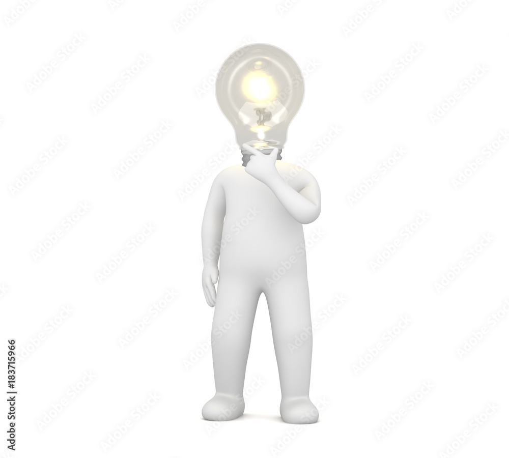 idea man thinking people with light bulb inspiration sign and stick man ...