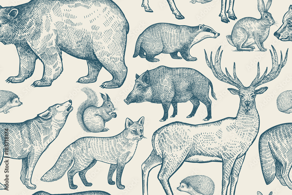 Seamless pattern with animals. Stock Vector | Adobe Stock
