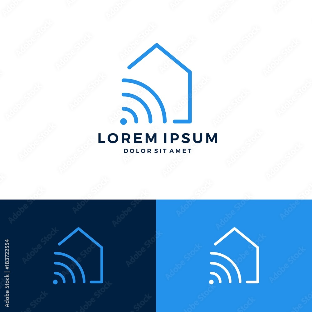 smart home house signal wifi wireless logo vector download Stock Vector ...
