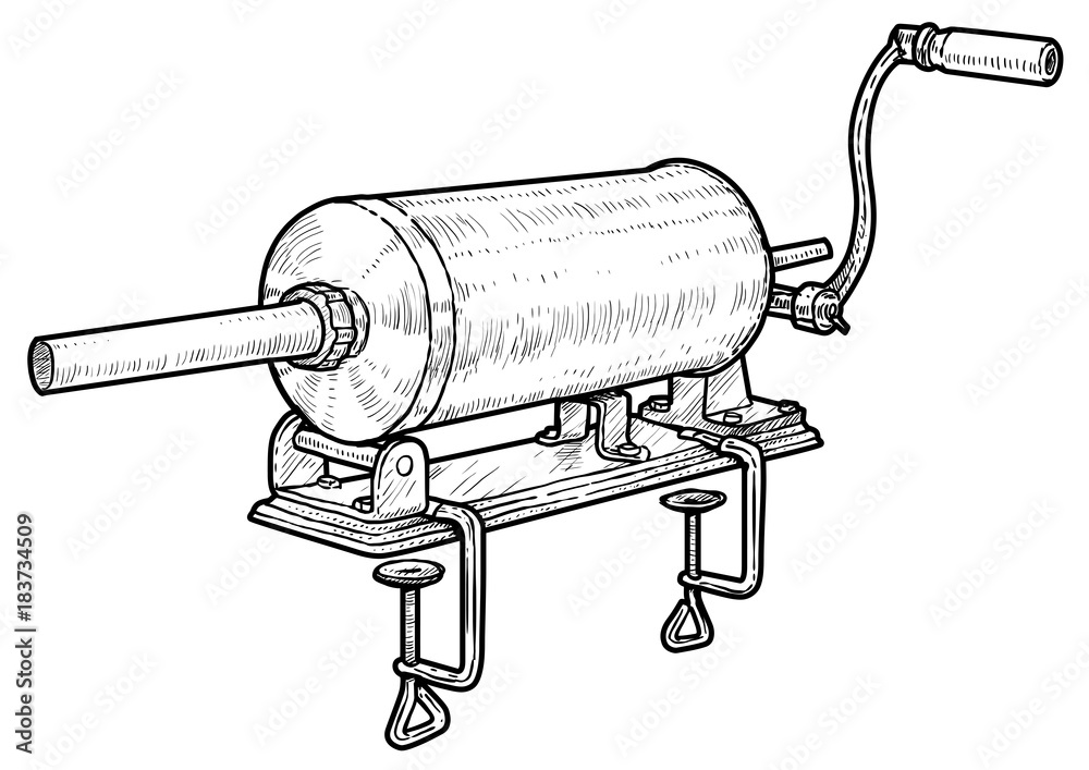 Sausage filler illustration, drawing, engraving, ink, line art, vector ...
