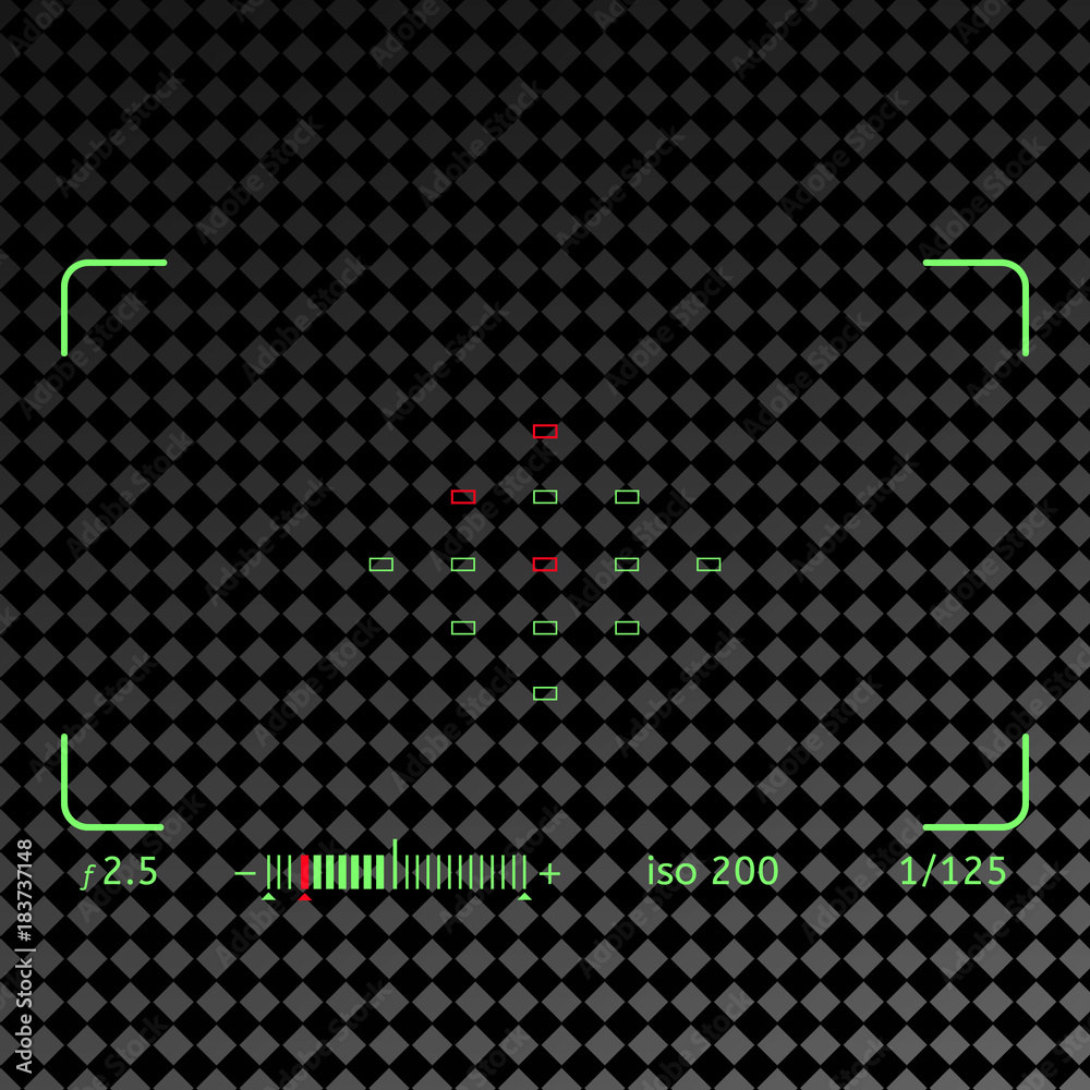 The focusing screen of the camera. Camera recording viewfinder. Video ...