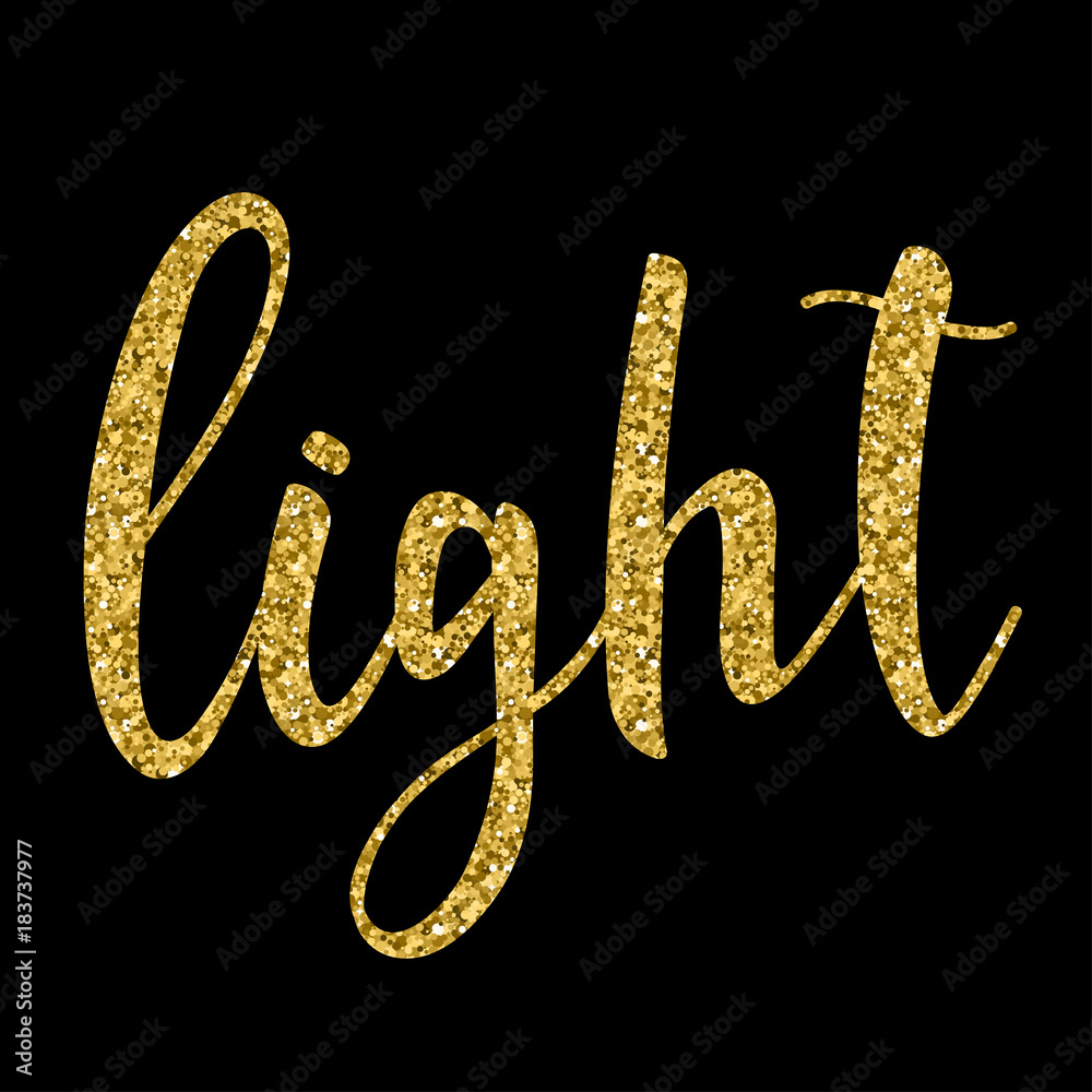 Handwritten yoga gold lettering isolated on black. Doodle handmade ...