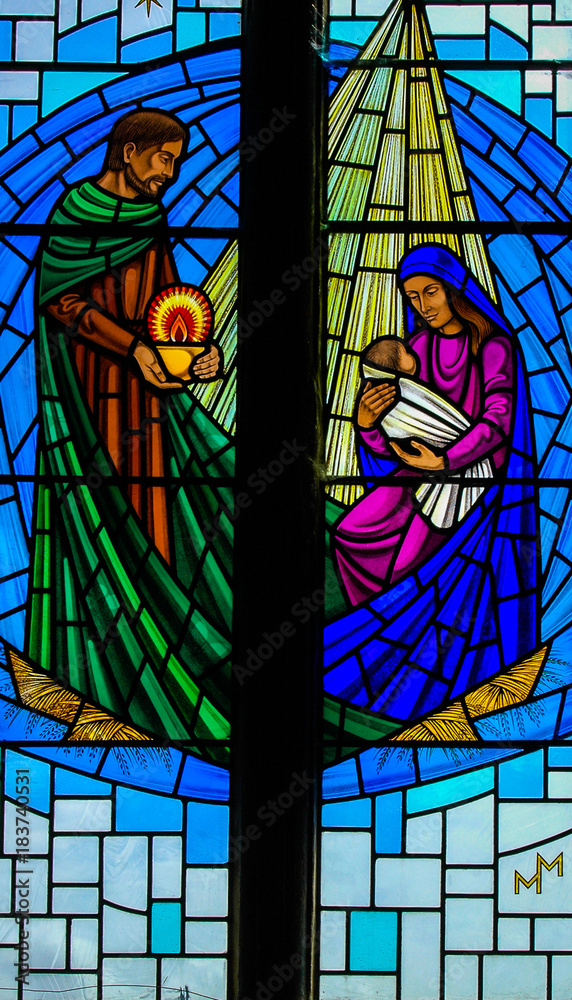 Stained Glass Window, Farmborough Church Somerset, England, UK Stock ...