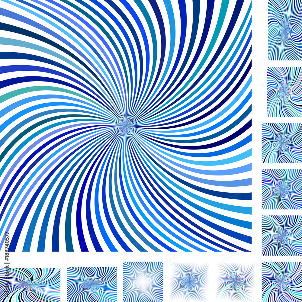 Blue and white vector spiral design background set. Different color ...