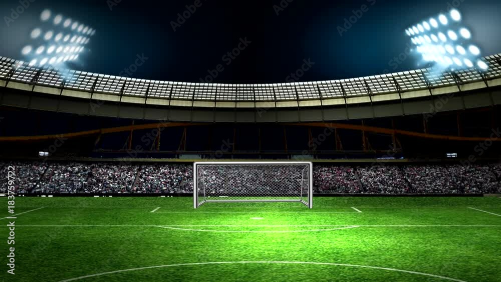 football stadium with lights and audience.animated video Stock ビデオ ...