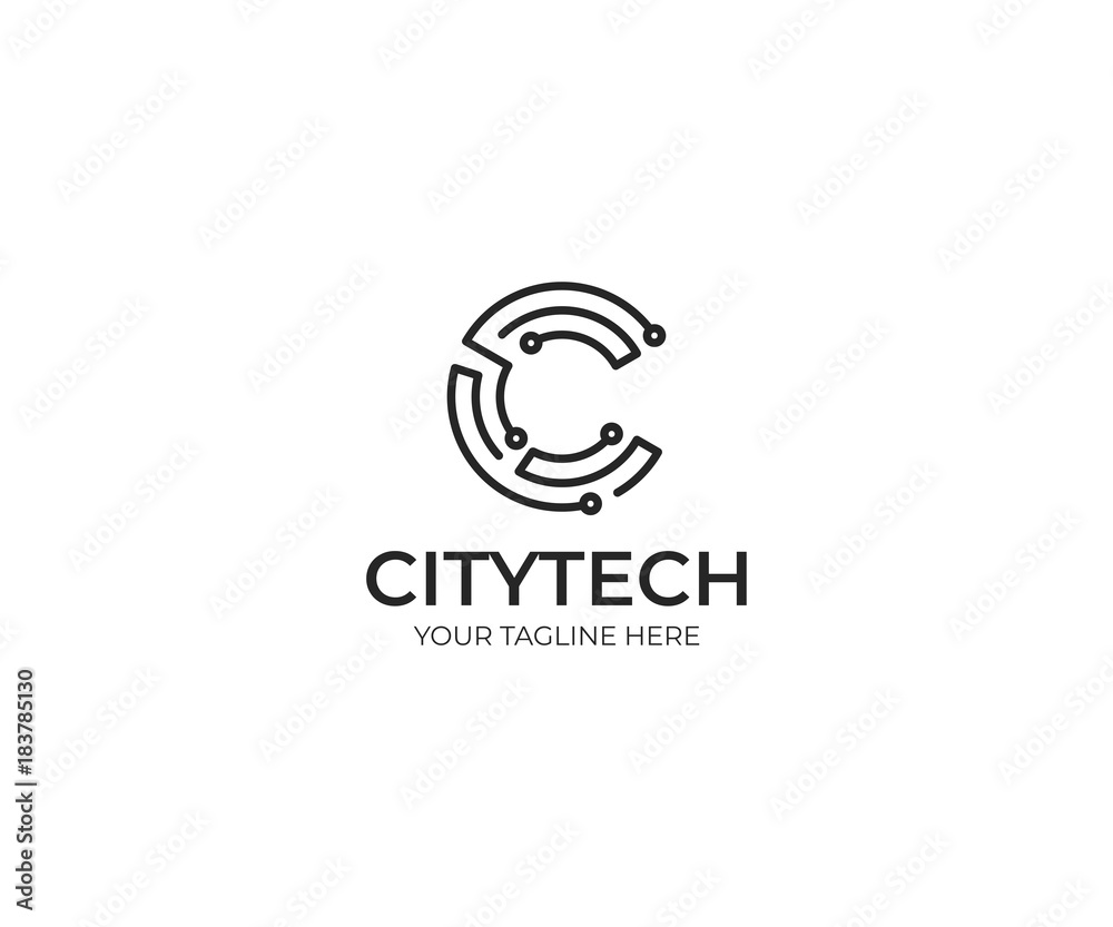 Tech Letter C Logo Template. Information Technology Vector Design ...