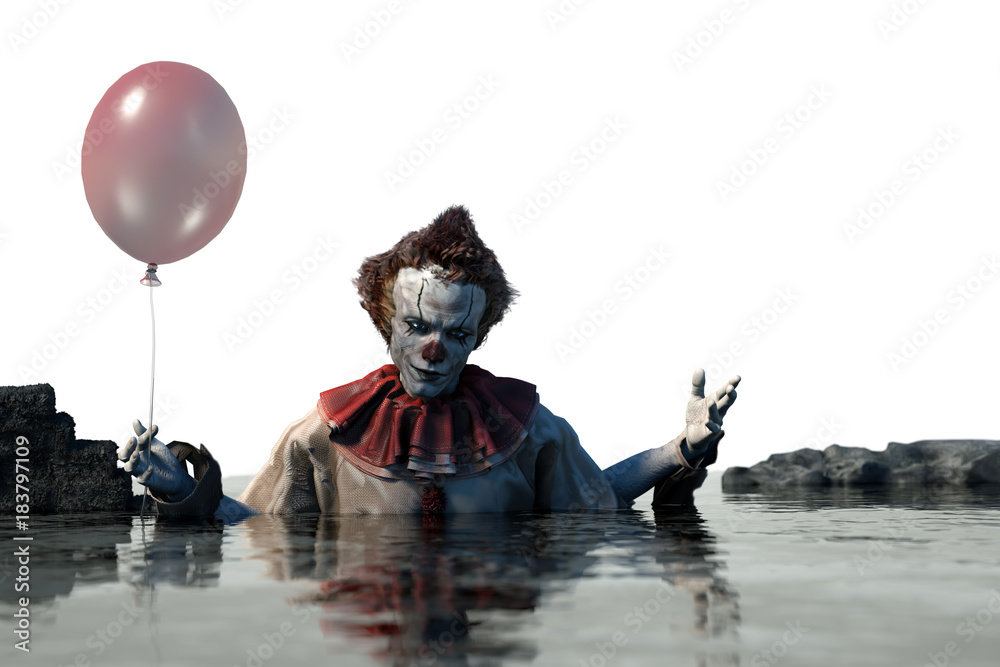 3D Illustration of scary clown Halloween background Stock Illustration ...