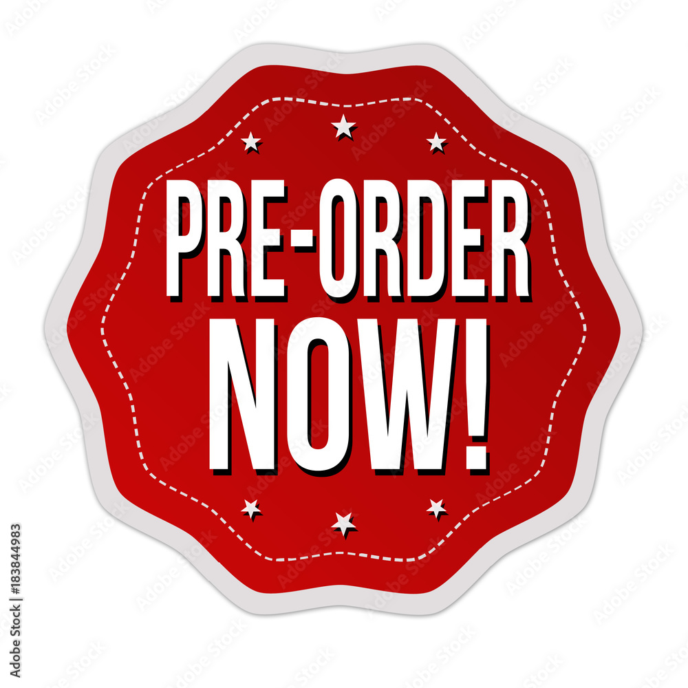 Pre-order now label or sticker Stock Vector | Adobe Stock