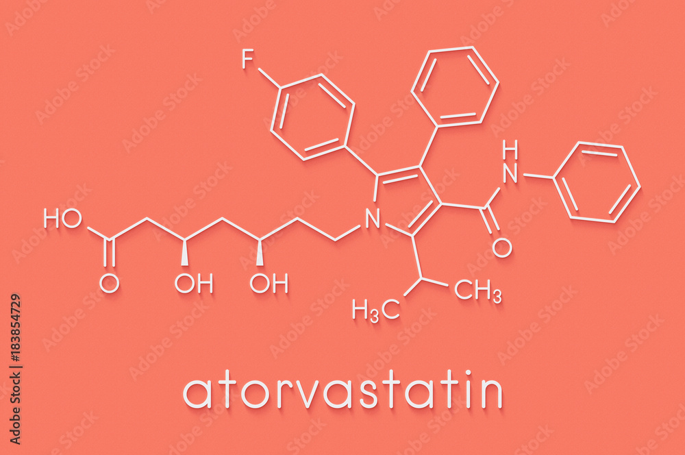 Atorvastatin cholesterol lowering drug (statin class) molecule ...