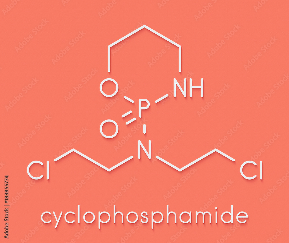 Cyclophosphamide cancer chemotherapy drug molecule. Belongs to nitrogen ...