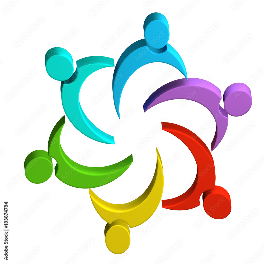 Teamwork colorful people working together .Solidarity ,community and ...