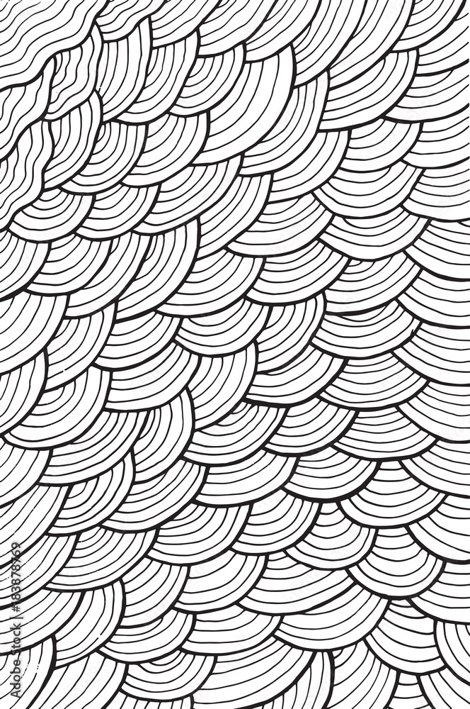 Wavy pattern background - coloring page for adults. Vector illustration ...