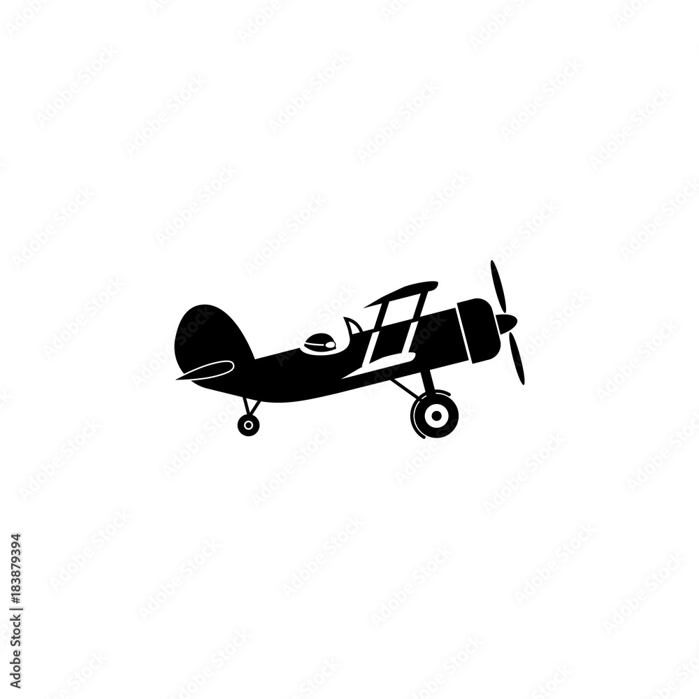 Vector black retro biplane icon. Transport elements. Premium quality ...