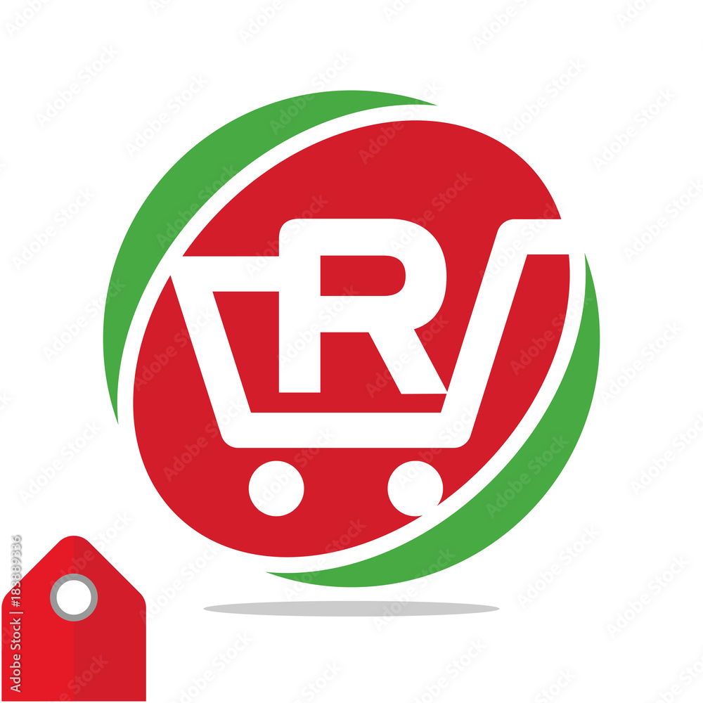 Logo icon for shopping business, illustrated in circle logo with the ...